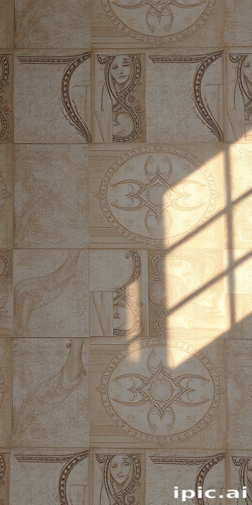 Intricate Wall Design Featuring Artistic Patterns and Natural Light Shadows