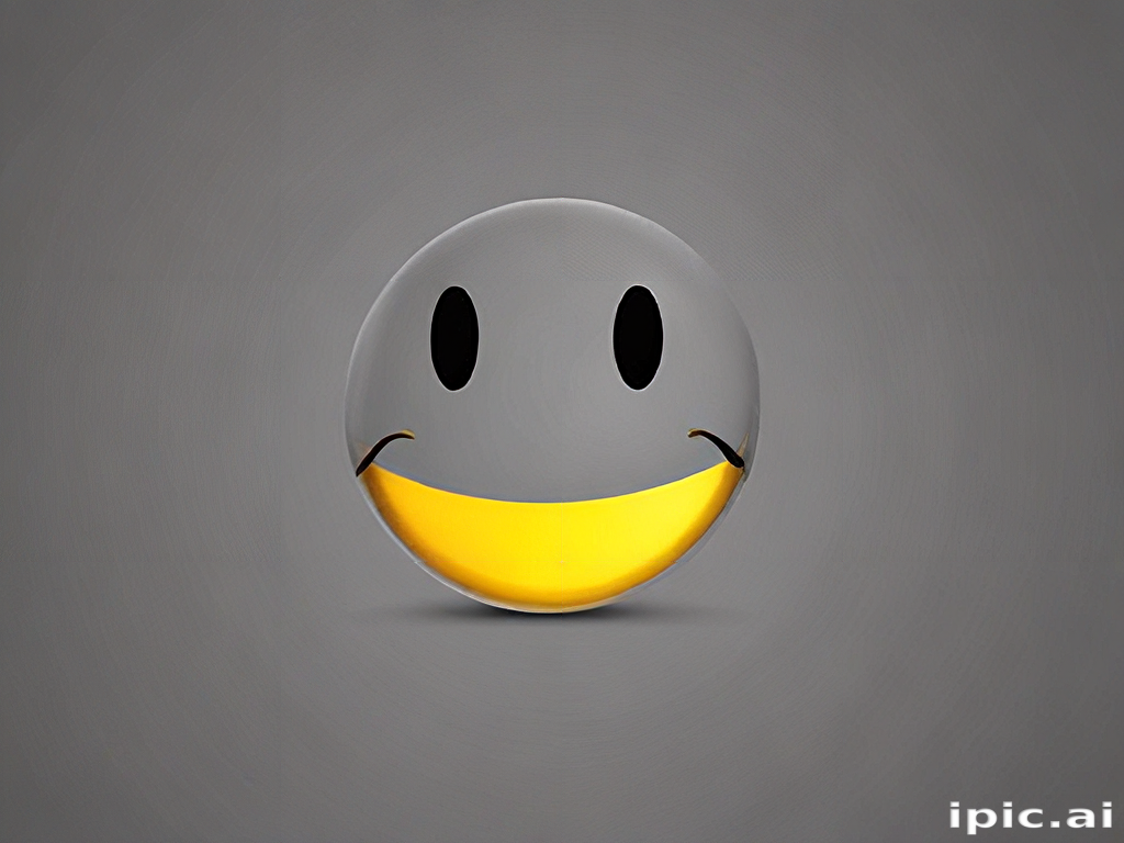 Bright and Cheerful Smiley Face with a Glossy Yellow Grin on Gray ...