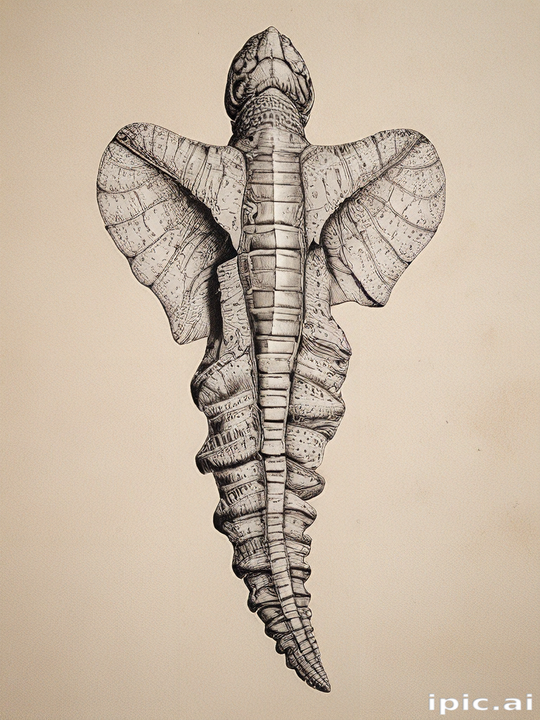 Intricate Illustration of a Unique, Ancient Marine Creature with ...