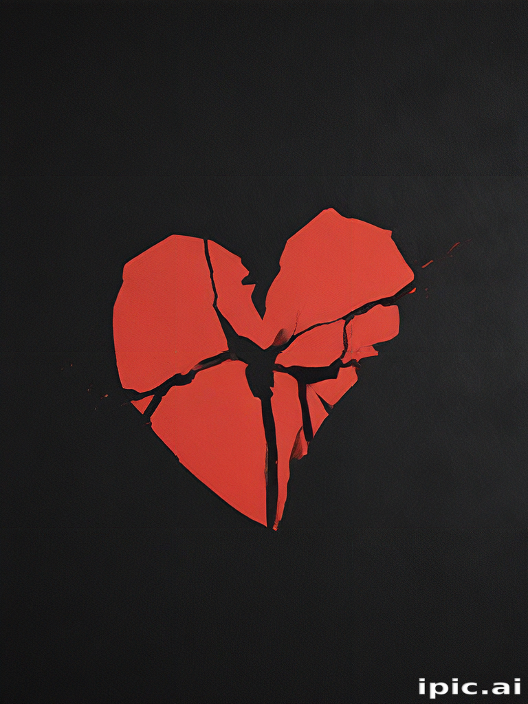 Fragmented Heart Symbolizing Emotional Pain and the Effects of Heartbreak