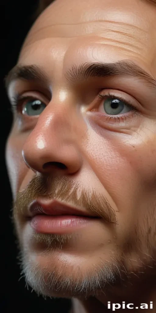 Close-Up Portrait of a Realistic Male Face with Detailed Features