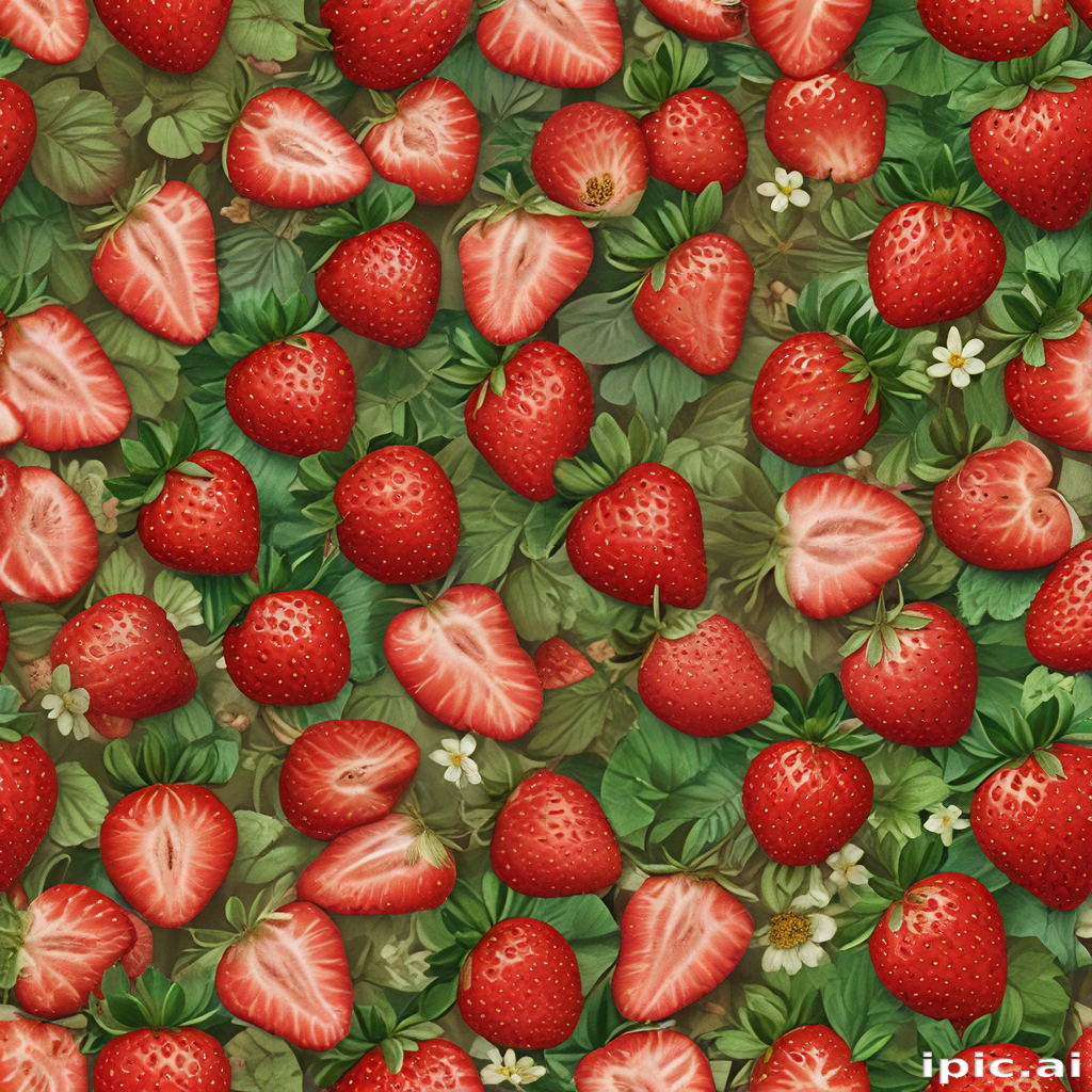 Vibrant and Juicy Strawberry Array on a Lush Green Background