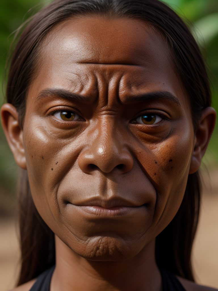 Close-Up Portrait of a Woman with Distinctive Facial Features and ...