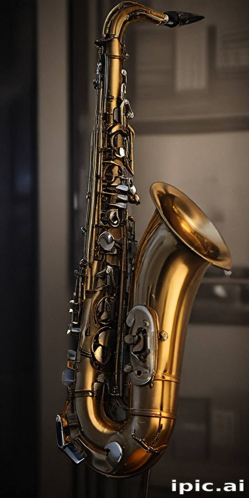 Elegant Gold Saxophone Displayed Against a Stylish Background in Modern ...