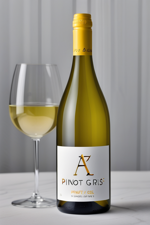 A Refreshing Bottle of Pinot Gris with a Glass Set Elegantly.