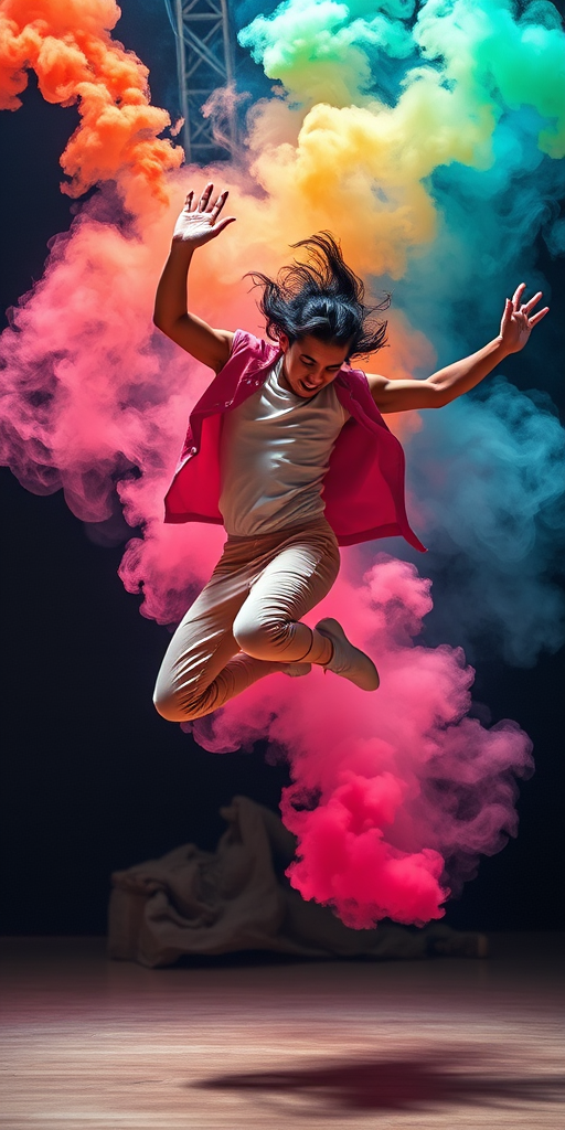 Dynamic Dance Performance with Colorful Smoke Effects and Energetic ...