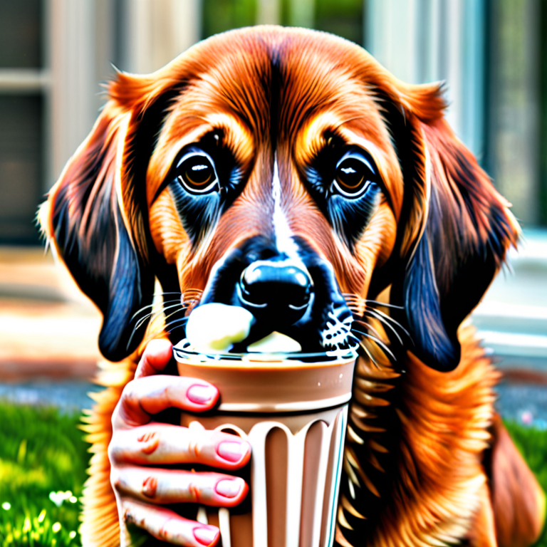 dog drinking milkshake