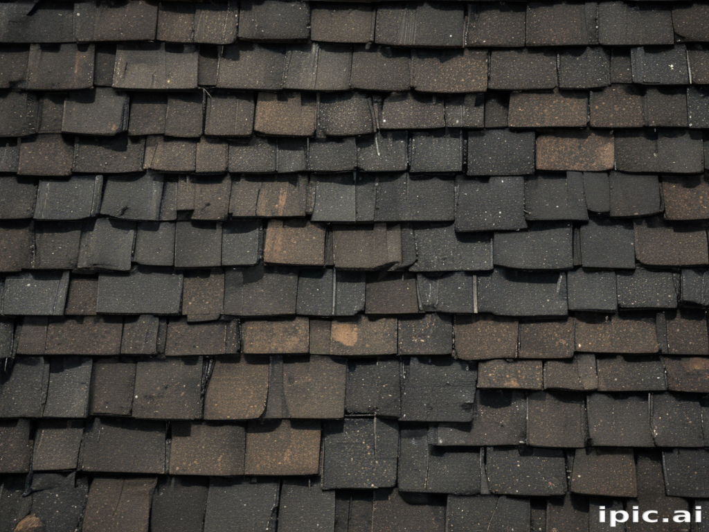 A Close-Up View of a Textured Black Shingle Roof Pattern.