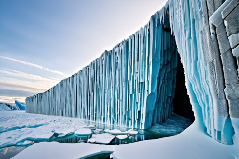ancient ruins in arctic ice wall