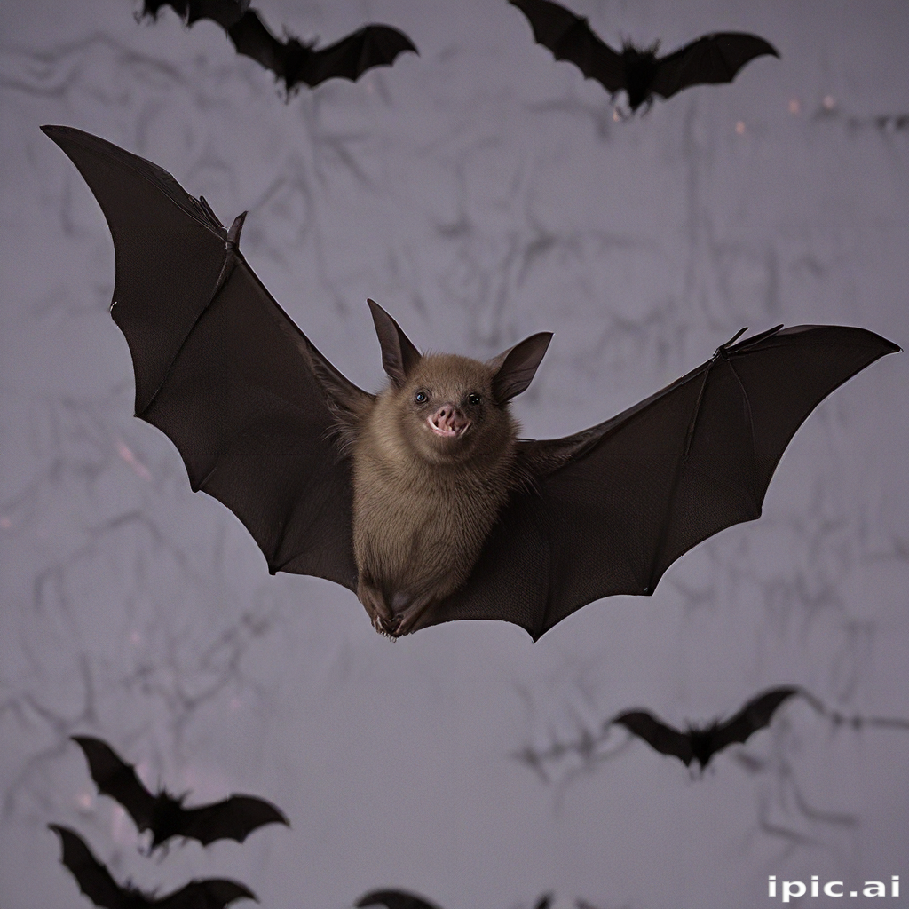 An Enigmatic Bat Soars Gracefully Against a Dark, Mysterious Background
