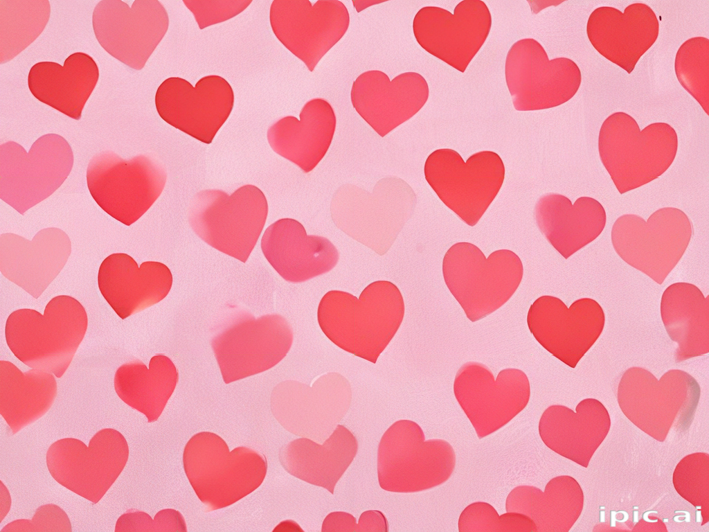 Colorful Heart Patterns Against a Soft Pink Background for Romantic Vibes
