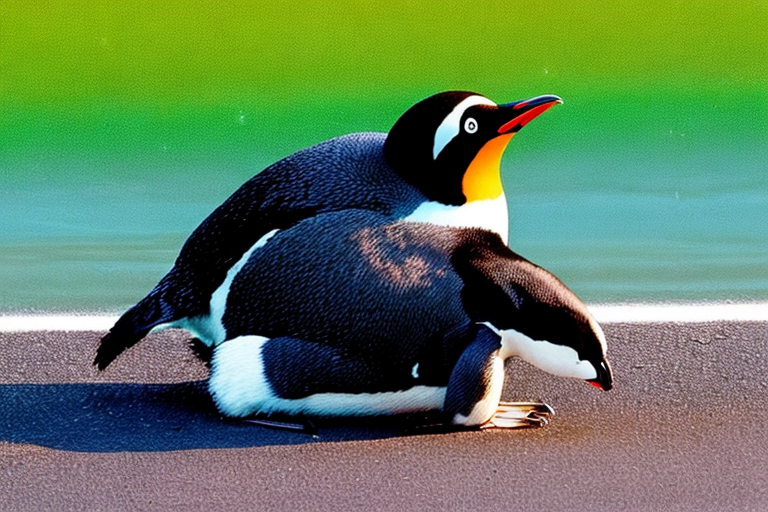 Penguin riding a Kawasaki