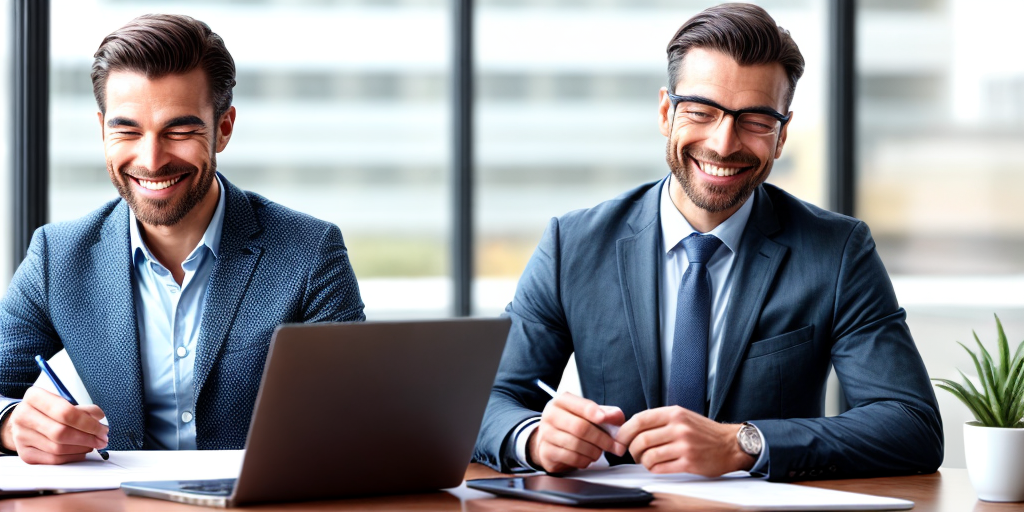 a man doing smile with doing work and business analysis