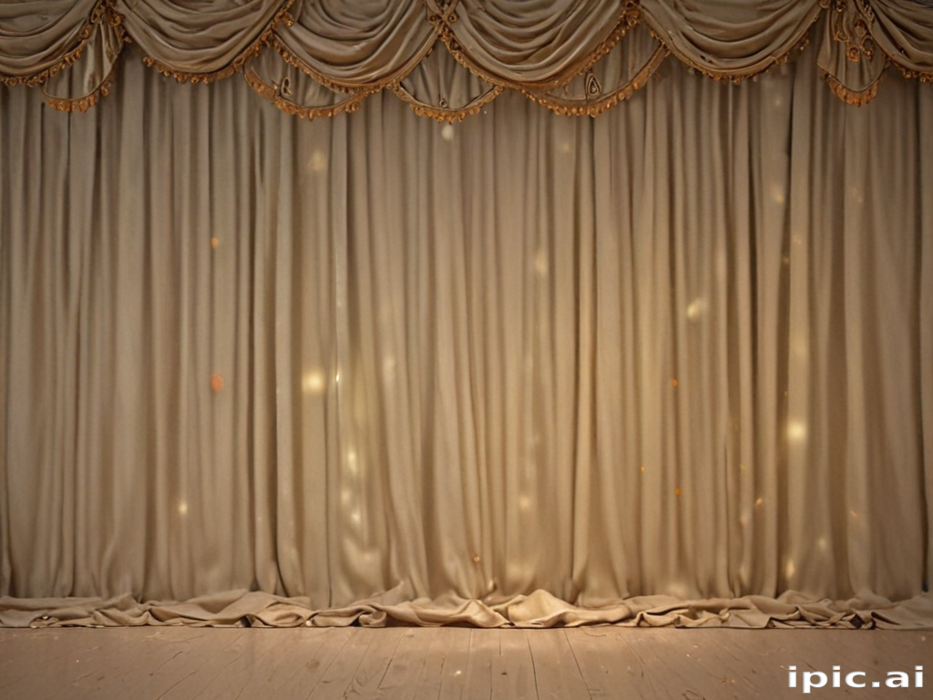 Elegant Stage Curtain with Soft Drapery and Subtle Golden Accents