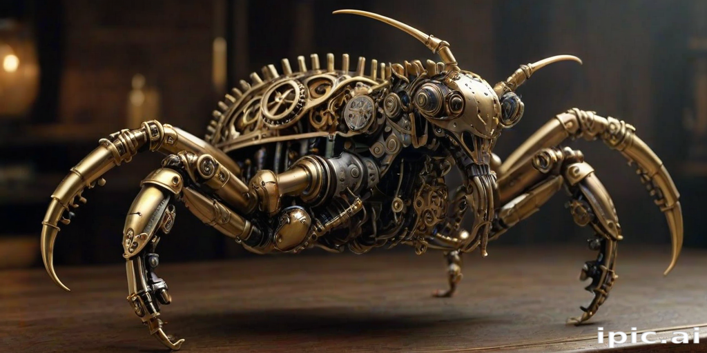 Intricate Steampunk-Inspired Mechanical Insect with Clockwork Gears and ...