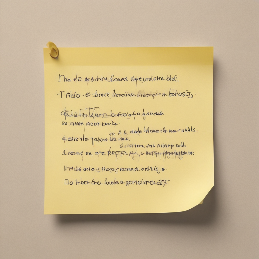 Handwritten Note on Sticky Paper with Unclear Text and Message