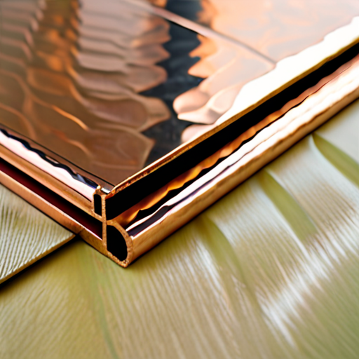 Patterned hammered copper panel full front straight on view