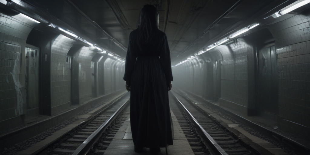 Design a subway station that exudes a frighteningly spooky atmosphere ...