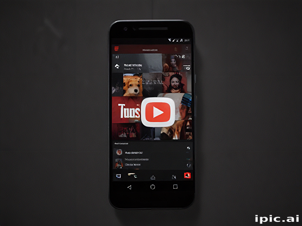 Mobile Phone Displaying YouTube App Interface with Various Video Thumbnails