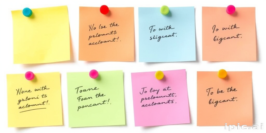 Colorful Sticky Notes Displaying Various Messages and Reminders on a Board