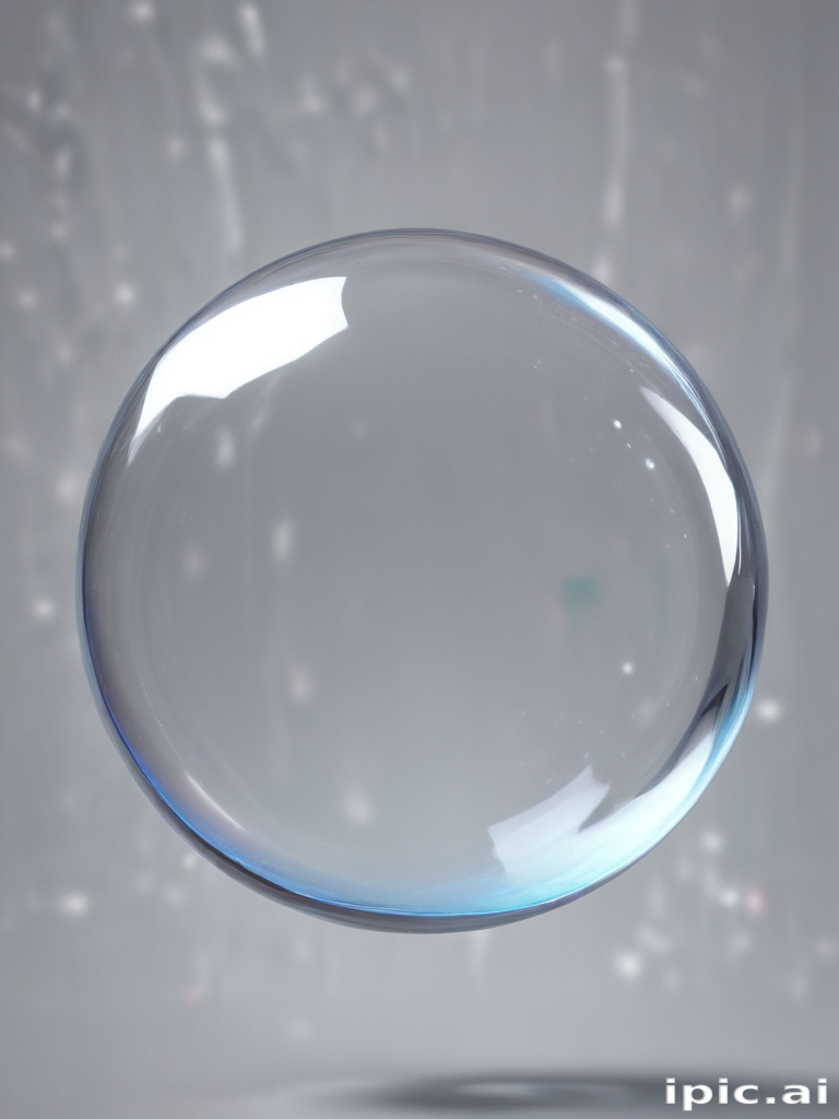 Delicate Soap Bubble Suspended in Midair with a Soft Blue Hue
