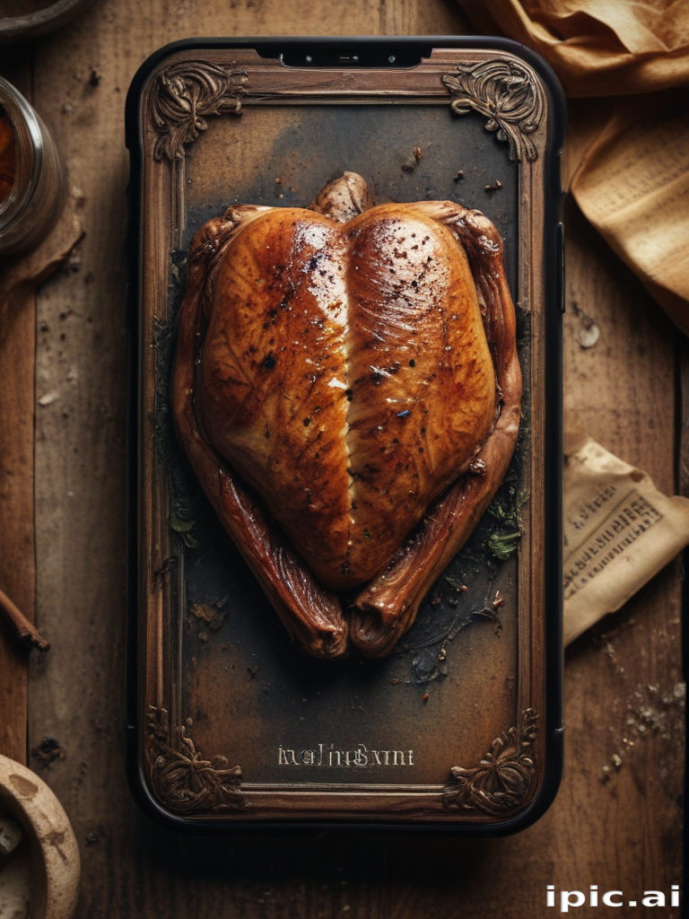 A Unique Culinary Creation: Roast Chicken Styled as a Smartphone Display