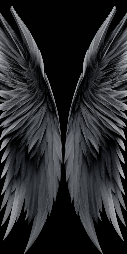 Majestic and Elegant Black Wings Spread Against a Dark Background