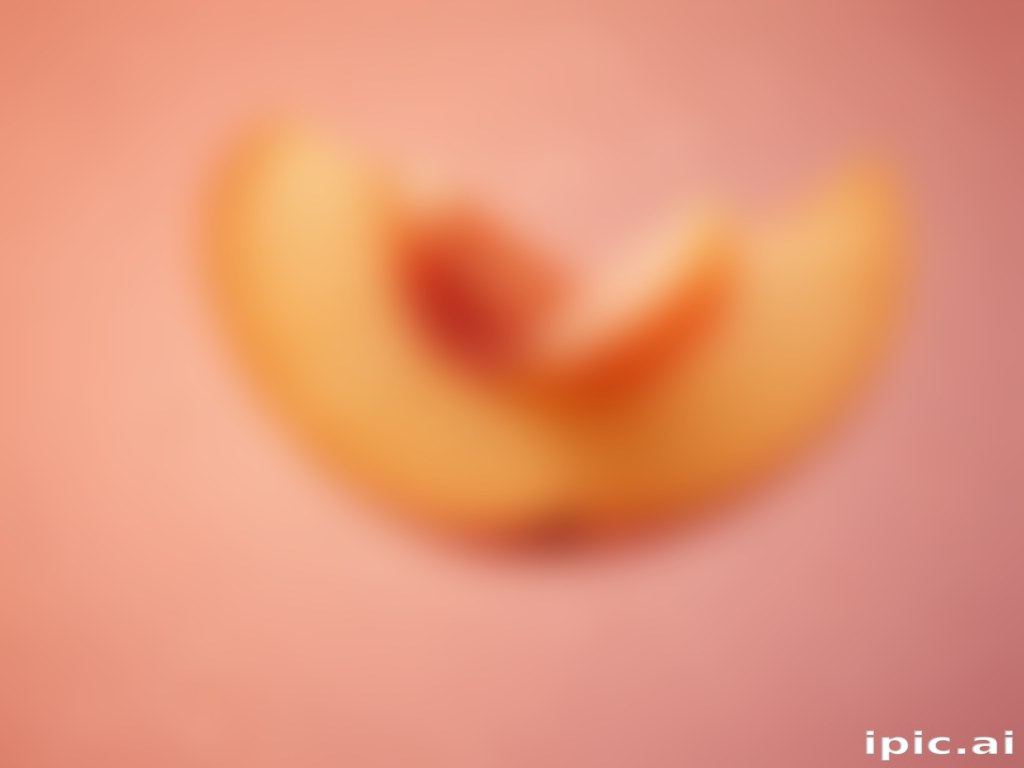 A Blurry Image of a Peach Halved Open with a Soft Background.