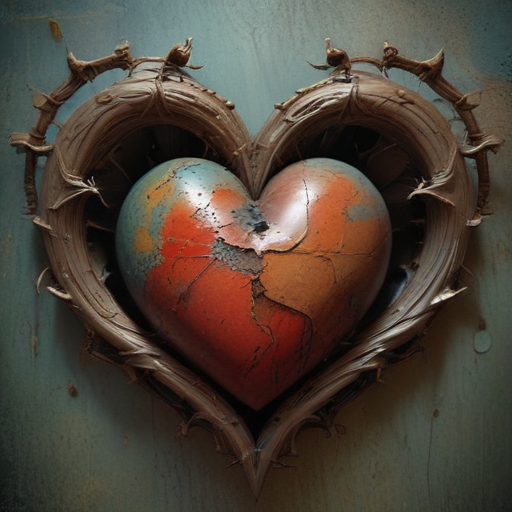 Intricate Heart Design Surrounded by Thorns Symbolizing Love and Pain