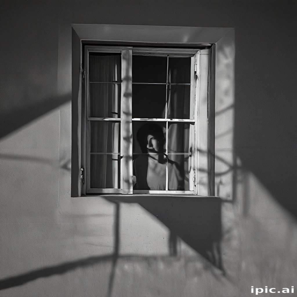Lonely Figure Gazing Through a Window Surrounded by Intriguing Shadows