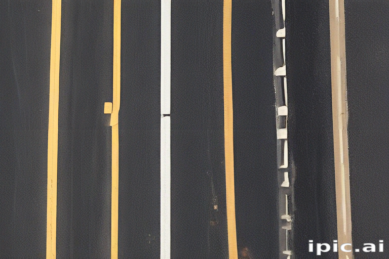 An Aerial View of a Multi-Lane Highway with Distinctive Lane Markings