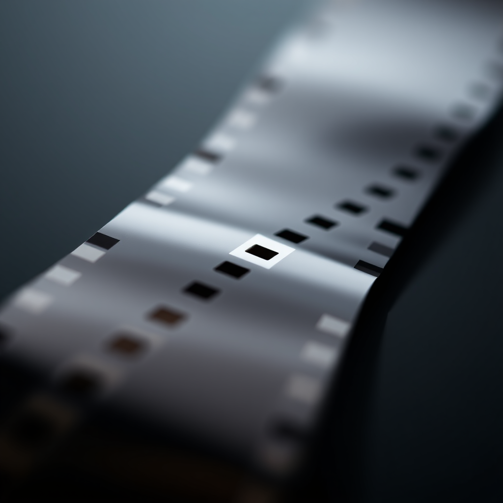 Create a high-resolution image of a wavy film strip on a black ...