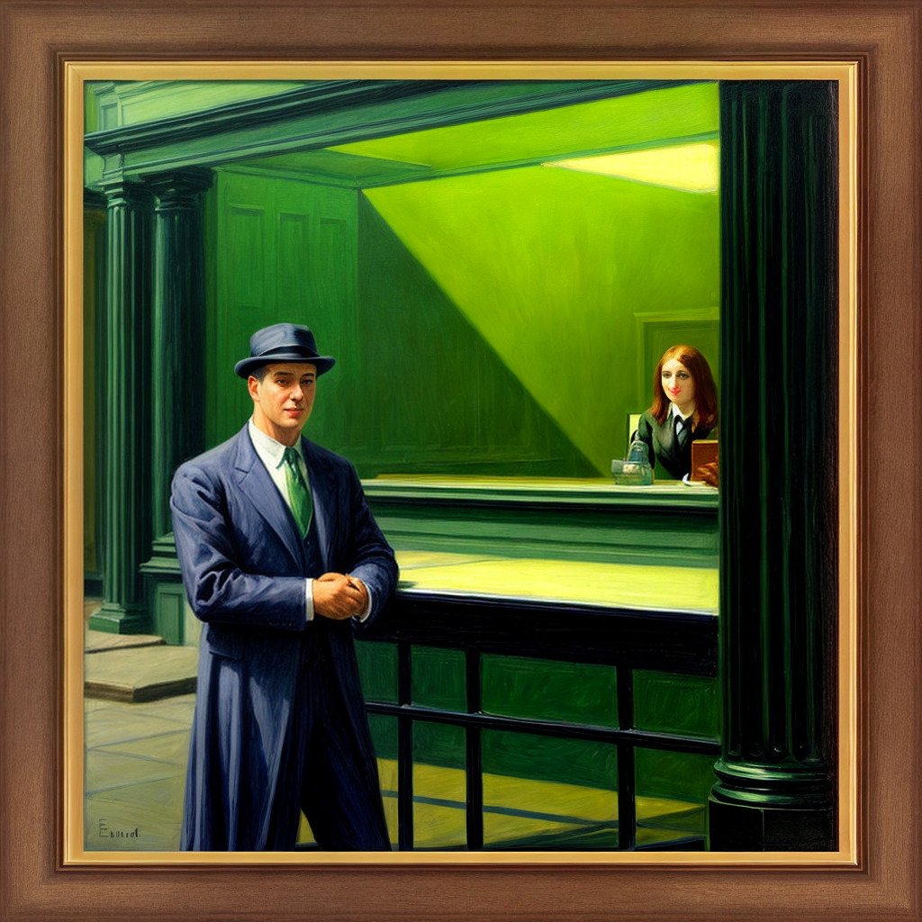framed portrait picture of Great Famous Painting by Edward Hopper（copy ...