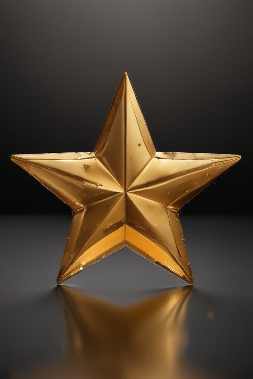 Shiny Golden Star with Reflections Against a Dark Background Displaying ...