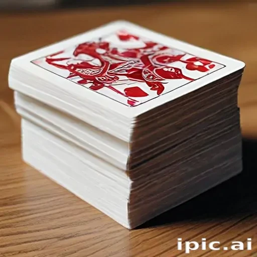 Stack of Playing Cards Featuring Intricate Red Designs on Top