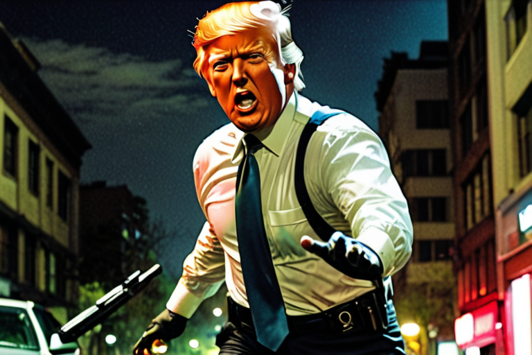 Donald Trump as the Omega Man fighting albino zombie vampires At night ...