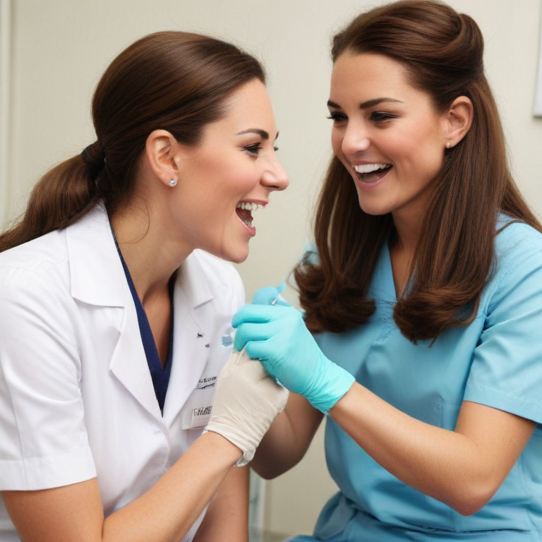 Kate Middleton as a dentist with patient