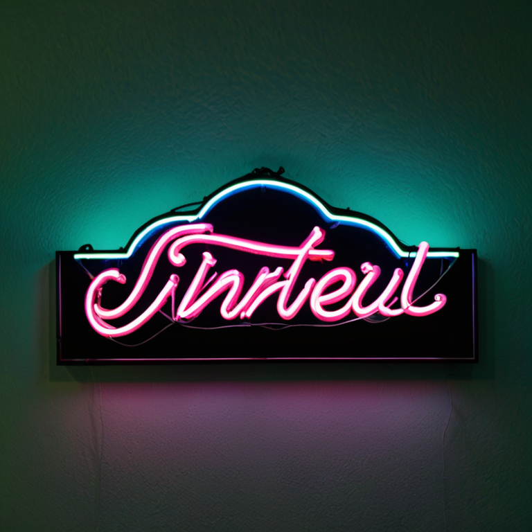 jintai is name on a neon sign surreal art