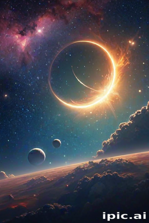 Majestic Cosmic Landscape Featuring Planets and a Glowing Celestial Eclipse