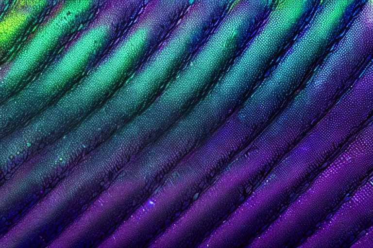 dragon scales, photographic quality iridescent purple/blue/yellow/green