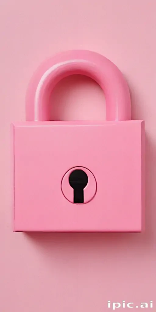 Bright Pink Padlock Against a Soft Pink Background With Keyhole Design