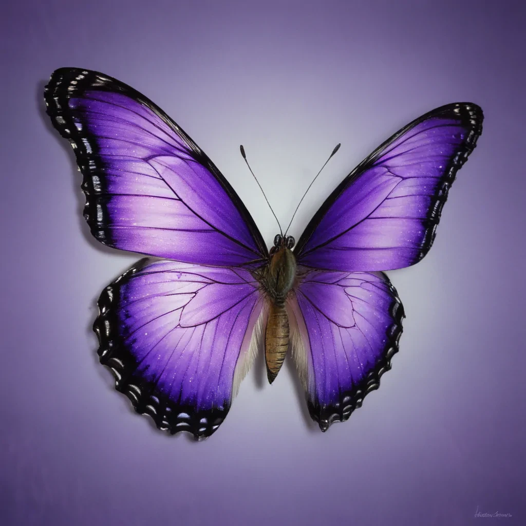 Majestic Purple Butterfly Spreading Its Wings Against a Soft Lavender ...
