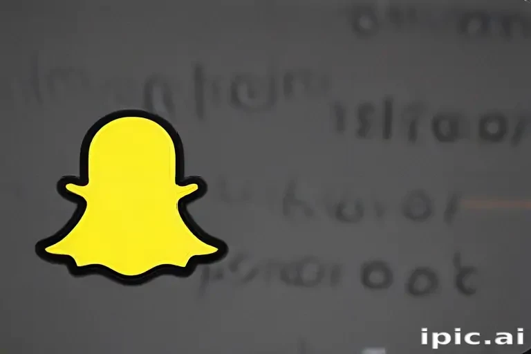 Bright Yellow Snapchat Logo Against a Blurred Background of Text