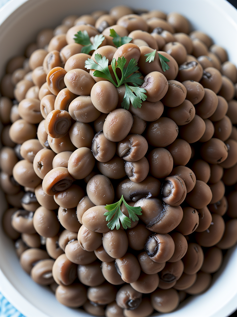 Deliciously Cooked Black-Eyed Peas Garnished with Fresh Cilantro Leaves