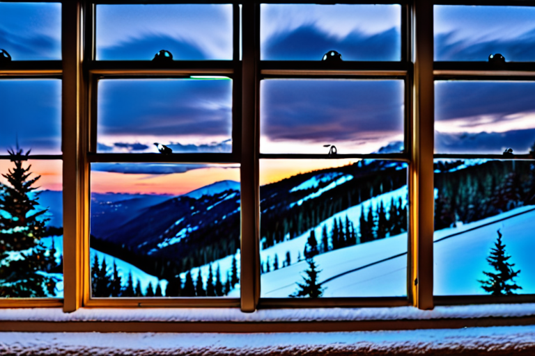 ski resort window view at night