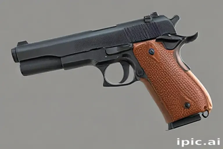 A Detailed Close-Up Image of a Classic Semi-Automatic Handgun with ...