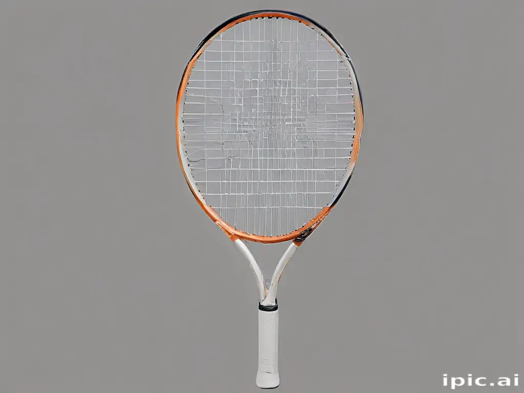 A Close-Up View of an Orange and White Tennis Racket Design