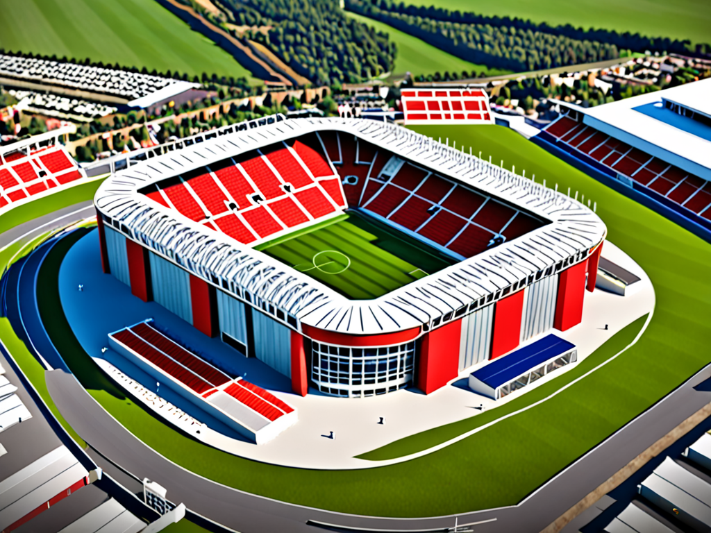 new stadium for wrexham fc, inside view, photorealistic
