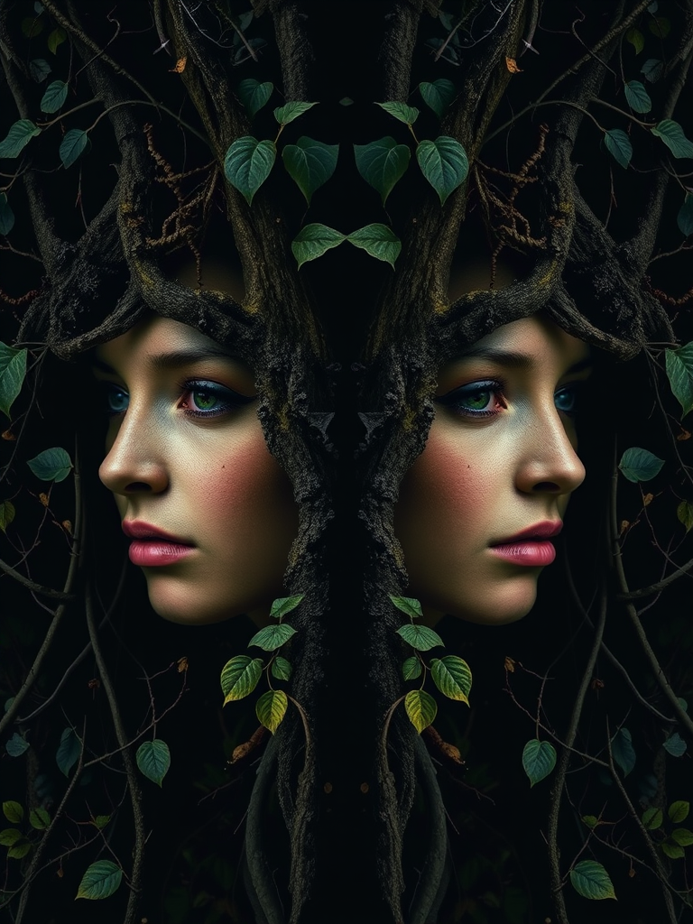 Symbiotic Connection: A Portrait Merging Nature and Human Features ...