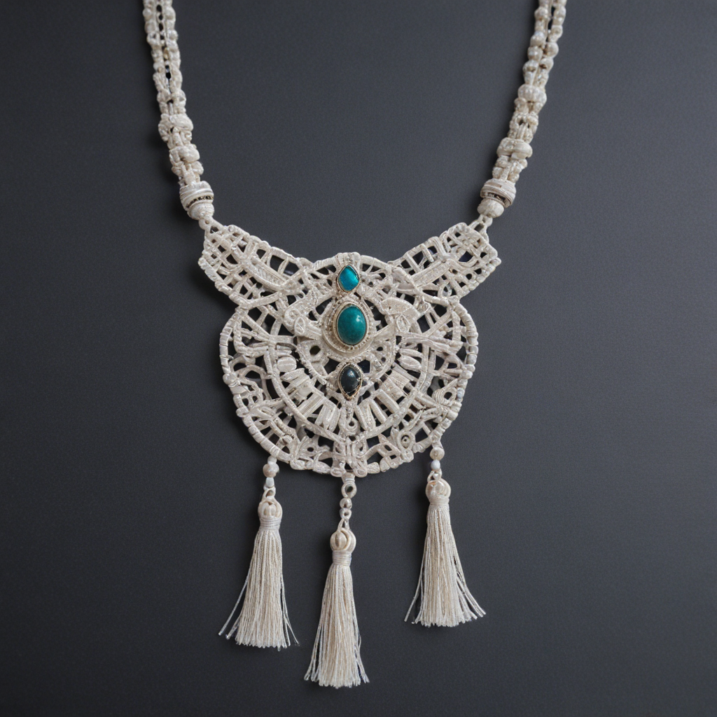 Tribal micromacrame necklace,hd, detailed